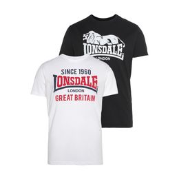 T-Shirt Lonsdale "COLLESSIE", Herren, Gr. XXL (60/62), schwarz-wei&szlig; (wei&szlig;, schwarz), Single Jersey, Obermaterial: 60% Baumwolle, 40% Polyester, Rundhals, Shirts T-Shirt, Doppelpack