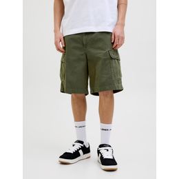 Jack & Jones Cargoshorts JACK & JONES "JPSTKARL AVERY CARGO SHORTS LNG", Herren, Gr. M, N-Gr, gr&uuml;n (olive night), Web, Obermaterial: 100% Baumwolle, unifarben, relaxed fit knielang, Hosen Cargoshorts