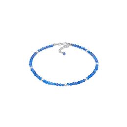 Fu&szlig;kette Elli "Fu&szlig;schmuck Achat Perlen Blau Sommer Strand 925 Silber" Gr. 22, silber, Fu&szlig;ketten, Damen, Silber 925 (Sterlingsilber), Fu&szlig;kette
