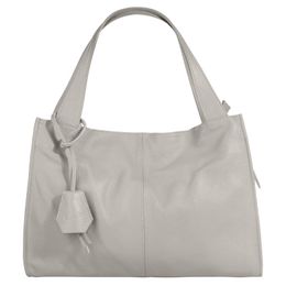 Shopper CLUTY, Damen, Gr. B/H/T: 40cm x 28cm x 11cm onesize, grau, Leder, leicht gl&auml;nzend, unifarben, Taschen Shopper, echt Leder, Made in Italy