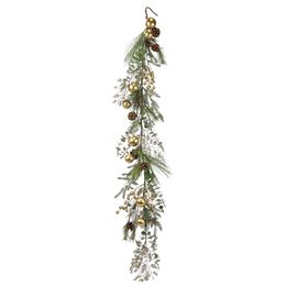 Kunstgirlande I.GE.A. "Weihnachtsgirlande Kugeln/Zapfen/Tanne", gold, B:9cm H:160cm L:9cm, Kunststoff, Kunstpflanzen, Kunstgirlande, Girlande Tannengirlande Weihnachtsdeko Eukalyptus Christbaumkugeln