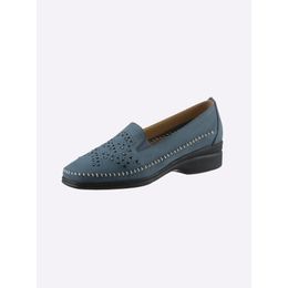 Slipper, Damen, Gr. 38, blau (jeansblau), Veloursleder, Schuhe Slipper