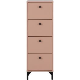 Kommode Schildmeyer "Smash, Breite 40 cm", rot (apricot), B:40,1cm H:116,7cm T:40cm, FSC-zertifizierter Holzwerkstoff, Sideboards, Kommode, 4 Schubladen mit Teilauszug und Metallbeschl&auml;gen