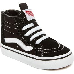 Sneaker Vans "SK8-Hi Zip", Jungen, Gr. 22,5, schwarz-wei&szlig; (schwarz, wei&szlig;), Leder, kontrastfarbene Details, unifarben mit Farbeinsatz, Schuhe Sneaker, f&uuml;r Kinder