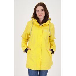 Regenjacke DEPROC Active "Friesennerz ELLESMERE WOMEN", Damen, Gr. 36/38 (M), gelb, 100% Polyester, figurumspielend, gerader Abschluss mit Druckknopf, Jacken Regenjacke, auch in Gro&szlig;en Gr&ouml;&szlig;en erh&auml;ltlich