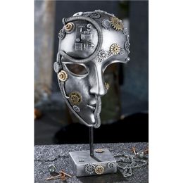Dekofigur CASABLANCA BY GILDE "Skulptur "Steampunk face", silber (silberfarben), B:17cm H:35,5cm T:10,5cm, Kunstharz, Dekofiguren, Dekofigur