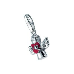 Charm Engel "Charm Engel mit rotem Herz, Silber 925", silber, Giorgio Martello MILANO, Charms, Damen, Silber 925 (Sterlingsilber), Charm Engel