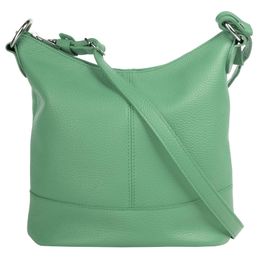 Umh&auml;ngetasche CLUTY, Damen, Gr. B/H/T: 26cm x 24cm x 14cm onesize, gr&uuml;n (mint), Leder, leicht gl&auml;nzend, unifarben, Taschen Umh&auml;ngetasche, echt Leder, Made in Italy