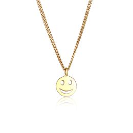 Kette mit Anh&auml;nger Elli "Halskette mit Happy Smiling Face 925 Silber" Gr. 40, gold, Halsketten, Damen, ohne Stein, Silber 925 (Sterlingsilber), Kette mit Anh&auml;nger