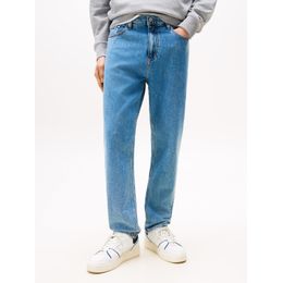 Gerade Jeans Tommy Jeans "Isaac Relaxed Tapered", Herren, Gr. 34, L&auml;nge 32, blau (denim mid light blau), Denim/Jeans, Obermaterial: 99% Baumwolle, 1% Elasthan, regular fit lang, Jeans Gerade Jeans, Relaxed‑Fit‑Jeans mit konisch zulaufendem Bein