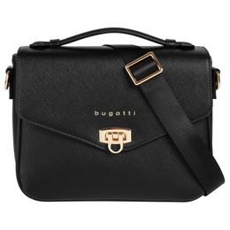 Henkeltasche Bugatti "ELLA SAFFIANO", Damen, Gr. B/H/T: 25cm x 20cm x 11cm onesize, schwarz, Polyurethan (PU), Taschen Henkeltasche