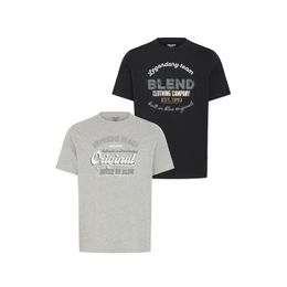 Rundhalsshirt Blend "Rundhalsshirt BHBenop 2 Pack", Herren, Gr. M, schwarz (schwarz, stone mix), Obermaterial: 100% Baumwolle CO., Shirts Rundhalsshirt
