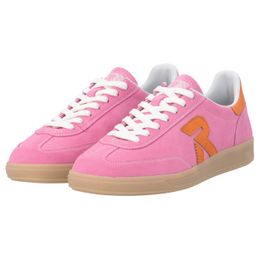 Sneaker RIEKER SPORT "San Diego Swing2GO", Damen, Gr. 39, pink (pink, orange), Veloursleder, unifarben mit Farbeinsatz, Schuhe Sneaker, Retro-Sneaker, Freizeitschuh, Halbschuh mit herausnehmbarem Fu&szlig;bett
