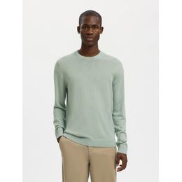 Strickpullover Selected "SLHTRAY LS KNIT MERINO CREW NECK NOOS", Herren, Gr. S, aqua gray, Strick, Obermaterial: 100% Wolle, unifarben, regular fit normal, Rundhals, Rippb&uuml;ndchen, Pullover Strickpullover, Wolle, regular fit