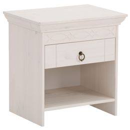 Nachtkommode OTTO HOME "Indra", wei&szlig;, B:50cm H:51,5cm T:38cm, Massivholz, Sideboards, Nachtkommode, Nachttisch mit dekorativen Fr&auml;sungen, Breite: 50 cm