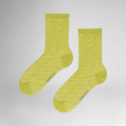 Socken Hudson "Socke Curved Line", Damen, Gr. 39-42, gelb (fresh gelb 0953), Obermaterial: 87% Baumwolle CO. 10% Polyamid PA. 3% Elasthan EL., Socken Socken