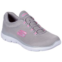 Slip-On Sneaker Skechers "SUMMITS", Damen, Gr. 39, grau (grau, pink), Textil, Schuhe Slip-On Sneaker, Freizeitschuh, Halbschuh, Schlupfschuh mit komfortabler Innensohle
