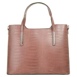 Henkeltasche CLUTY, Damen, Gr. B/H/T: 37cm x 29cm x 16cm onesize, rosa (alt, rosa), Leder, Reptilienpr&auml;gung, Taschen Henkeltasche, echt Leder, Made in Italy