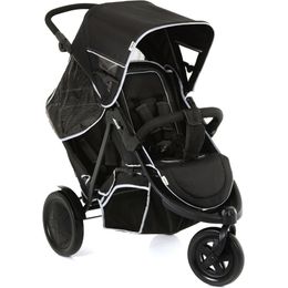 Geschwisterwagen hauck "Freerider black", Baby, schwarz, Nylon, Kinderwagen Geschwisterwagen, mit schwenk- und feststellbarem Vorderrad