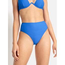Bikini-Hose LSCN BY LASCANA "Gina", Damen, Gr. 36, N-Gr, blau (royalblau), Recycling-Polyamid, unifarben, Badehosen Bikini-Hose, mit hohem Beinausschnitt