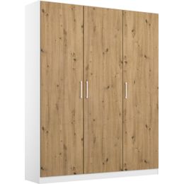 Dreht&uuml;renschrank Rauch "Kleiderschrank Schrank Garderobe W&auml;scheschrank COSMO", wei&szlig; (alpinwei&szlig;, eiche artisan), B:136cm H:197cm T:54cm, Holzwerkstoff, Schr&auml;nke, Dreht&uuml;renschrank, mit zus&auml;tzlichen Einlegeb&ouml;den, Metallgriffe in Wei&szlig; MADE IN GERMANY