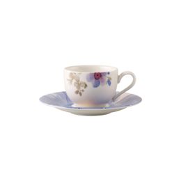 Villeroy & Boch Tasse VILLEROY & BOCH "Mokka-/Espressotasse mit Untertasse Mariefleur Gris Basic 50 ml bunt", bunt, 1 tlg., Porzellan, Trinkgef&auml;&szlig;e, Tasse