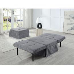 Schlafsofa "Finn", grau, B:100cm H:43cm T:70cm, 100% PES, ATLANTIC HOME COLLECTION, Sofas, Schlafsofa, wandelbar zum Loungesessel, Relaxliege und G&auml;stebett, inkl. Kissen