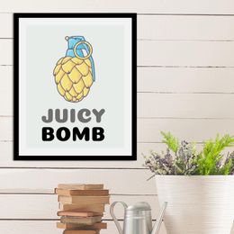 Bild queence "Juicy Bomb", gelb (farbe rahmen: schwarz, farbe bild(er): gelb), B:50cm H:70cm, Acrylglas, Holz, Papier, Bilder, Bild, gerahmt
