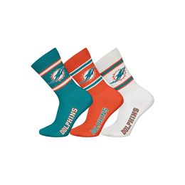 Kurzsocken NFL "Socken NFL 3Pack Crew Socks 3er Pack", Damen, Gr. 43-46, bunt (miami dolphins), Obermaterial: 58% Baumwolle CO. 39% Polyester PES. 3% Elasthan EL., Socken Kurzsocken