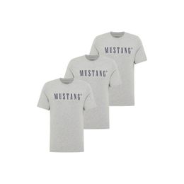 T-Shirt Mustang "T-Shirt Style Austin 3P 3er Pack", Herren, Gr. M, grau (grau meliert), Obermaterial: 100% Baumwolle CO(Bio)., Shirts T-Shirt
