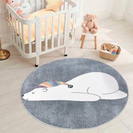 Kinderteppich Carpet City "ANIME921", grau, H:11mm &Oslash;:160cm, Polypropylen (PP), Teppiche, Kinderteppich, Kinderzimmer Teppich Modern mit lustigen Cartoon-Figuren, Multi