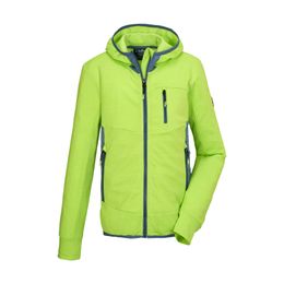 Strickjacke Killtec "KOS 159 BYS FLX JCKT", Jungen, Gr. 140, gr&uuml;n (limette), Oberstoff: 100% Polyester, Strickjacken Strickjacke, Melange Optik, farbige Akzente, elastisch, Kinnschutz, Taschen