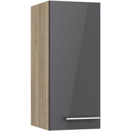 H&auml;ngeschrank Optifit "Lilly", schwarz (anthrazit lackiert, wildeiche, wildeiche), B:30cm H:70,4cm T:34,6cm, Holzwerkstoff, Schr&auml;nke, H&auml;ngeschrank, Breite 30 cm, 1 T&uuml;r, 2 Einlegeb&ouml;den