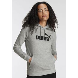 Kapuzensweatshirt Puma "ESS LOGO HOODIE FL", Damen, Gr. XXL, grau (light gray heather), Fleece, Obermaterial: 66% Baumwolle, 34% Polyester, meliert, regular fit normal, angesetztes B&uuml;ndchen, Sweatshirts Kapuzensweatshirt, mit gef&uuml;tterter Kapuze, mit K&auml;ngurutasche, Regular Fit