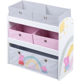 Kinderregal Roba "Peppa Pig, wei&szlig;", Kinder, Gr. B/H/T: 64cm x 60cm x 30cm, offene F&auml;cher, wei&szlig;, MDF, Regale Kinderregal, inklusive 5 Stoffboxen in 2 Gr&ouml;&szlig;en