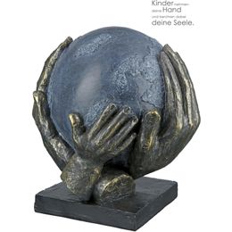 Dekofigur CASABLANCA BY GILDE "Skulptur Save the World", braun (bronzefarben), B:18cm H:19cm T:15cm, Kunstharz, Dekofiguren, Dekofigur