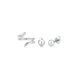 Ohrstecker-Set Elli "Ohrringe Ohrstecker Earcuff 2er Set 925 Sterling Silber" Gr. 11, silber, Ohrringe, Damen, Silber 925 (Sterlingsilber), Ohrstecker-Set