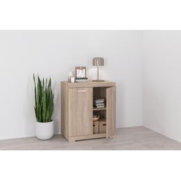 Kommode FMD "Bristol", braun (eichefarben), B:80cm H:89,9cm T:34,9cm, Holzwerkstoff, Sideboards, Kommode, In unterschiedlichen Tiefen, mit verstellbaren B&ouml;den