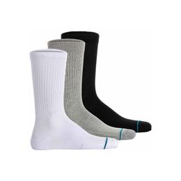 Sneakersocken Stance "Socken Icon Socken 3er Pack", Damen, Gr. 38-42, bunt (schwarz, grau, wei&szlig;), Obermaterial: 76% Baumwolle CO. 19% Polyester PES. 3% Nylon NY. 2% Elasthan EL., Socken Sneakersocken