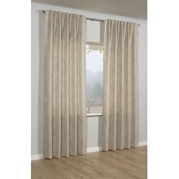 Gardine SEHLBACH "Schal Jacquard Ornamente" Gr. 1, beige, B:140cm H:245cm, Polyester, Gardinen, Gardine, mit Gardinenband und verdeckten Schlaufen