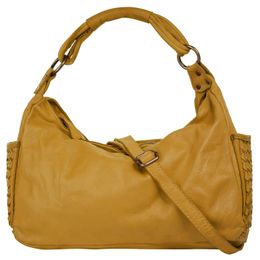 Henkeltasche Samantha Look, Damen, Gr. B/H/T: 35cm x 30cm x 12cm onesize, gelb, Leder, Taschen Henkeltasche, echt Leder, Made in Italy