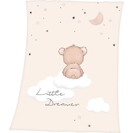 Babydecke Baby Best "Little Dreamer", beige, B:75cm L:100cm, Polyester, Wohndecken, Babydecke, mit niedlichem Teddydesign, Kuscheldecke