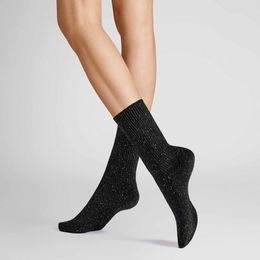 Socken Hudson "Socke Winter Rib", Damen, Gr. 39-42, schwarz (schwarz 0005), Obermaterial: 30% Polyamid PA. 27% Wolle WO. 27% Viskose CV. 14% Seide silk. 2% Elasthan EL., Socken Socken