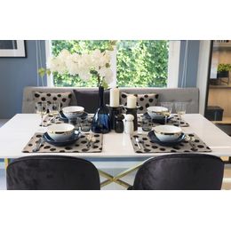 Platzset Adam "Dots" Gr. 1, lila (lila, natur), B:40cm L:50cm, Obermaterial: 73% Leinen, 27% Baumwolle, Platzsets, Platzset, GOTS organic,zertifiziert durch CERES 0242,Made in Germany
