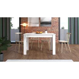 Esstisch Home Affaire "Hamar Esszimmertisch 120x80, Wei&szlig; oder Eiche Holz K&uuml;chentisch", wei&szlig; (opaque wei&szlig;), B:120cm H:77cm T:80cm, Tische, Esstisch, Verl&auml;ngerbar durch Einlegeplatte, max. Breite 160 cm