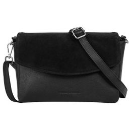 Umh&auml;ngetasche Bruno Banani, Damen, Gr. B/H/T: 24cm x 16cm x 9cm onesize, schwarz, Leder, leicht gl&auml;nzend, unifarben, Taschen Umh&auml;ngetasche, echt Leder