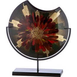 Dekovase CASABLANCA BY GILDE "Dor&eacute;", bunt (goldfarben, gr&uuml;n, rot), B:32cm H:37cm T:9cm, Glas, Metall, Vasen, Dekovase, Vase aus Glas auf Metallst&auml;nder