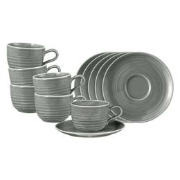 Tasse Seltmann Weiden "Kaffeetassen mit Untertassen Terra 260 ml 6er Set", grau (perlgrau), 12 tlg., Porzellan, Trinkgef&auml;&szlig;e, Tasse