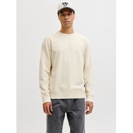 Jack & Jones Sweatshirt JACK & JONES "JJEDOVER CLASSIC SWEAT CREW NECK SN", Herren, Gr. S, antique wei&szlig;, angeraute Sweatware, Obermaterial: 80% Baumwolle, 20% Polyester, unifarben, Rundhals, Sweatshirts Sweatshirt, mit Markenlabel