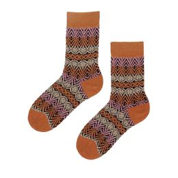 Socken Hudson "Socke Cosmic Nordic", Damen, Gr. 35-38, rot (burnt orange 0974), Obermaterial: 46% Polyamid PA. 28% Wolle WO. 20% Viskose CV. 6% Kaschmir WS., Socken Socken